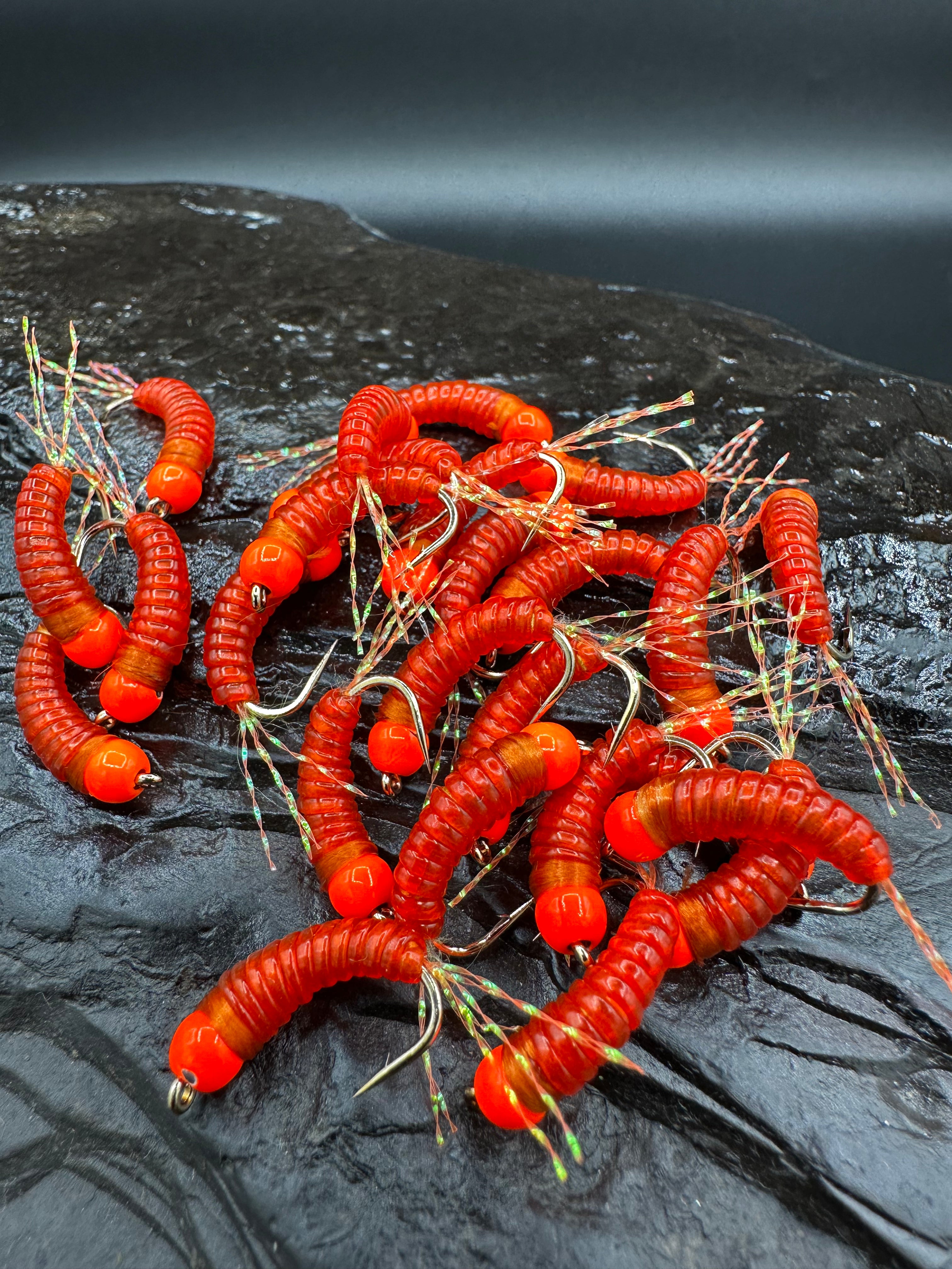 Loony Bin Bugs and grubs ORANGE SCUD – Meegs Lures